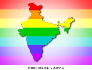 India Map Filled Rainbow Flag Pattern Stock Illustration 216280453 ...