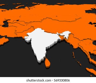India Map Orange Background 3d Rendering Stock Illustration 569330806 ...