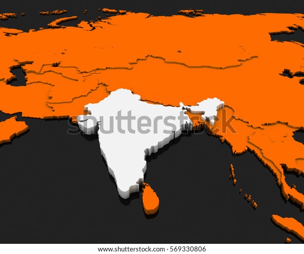 India Map Orange Background 3d Rendering Stock Illustration 569330806 ...