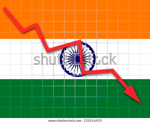 Indian Flag Arrow Graph Going Down 스톡 일러스트 132616433