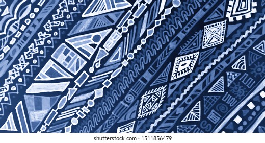 Indigo Ethnic Pattern Bright Navajo Background Stock Illustration ...