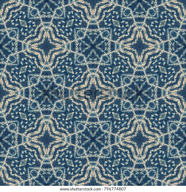 Indigo Fabric Pattern Stok İllüstrasyon 796774807