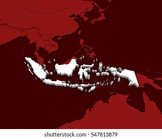 Indonesia Map 3d Rendering Stock Illustration 555325900