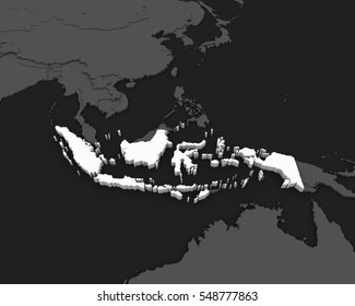 Indonesia Map 3d Rendering Stock Illustration 555325900