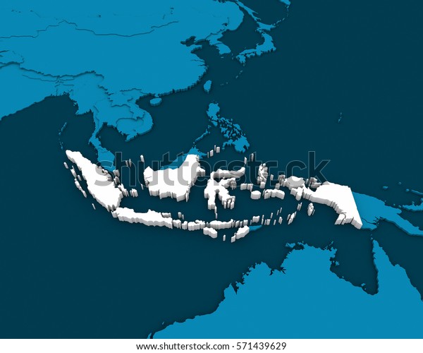Indonesia Map Blue Background 3d Rendering Stock Illustration 571439629 ...