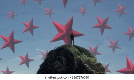 Infinite Space Object Floating Drawing Surreal Stock Illustration ...