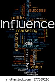 Influence Word Cloud Concept On Black Stock Illustration 377569210 ...