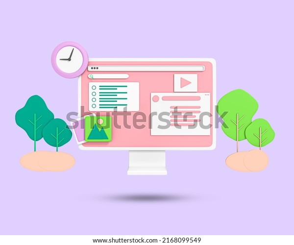 Infographic Dashboard Desktop Computer Screen Clock Stock Illustration ...