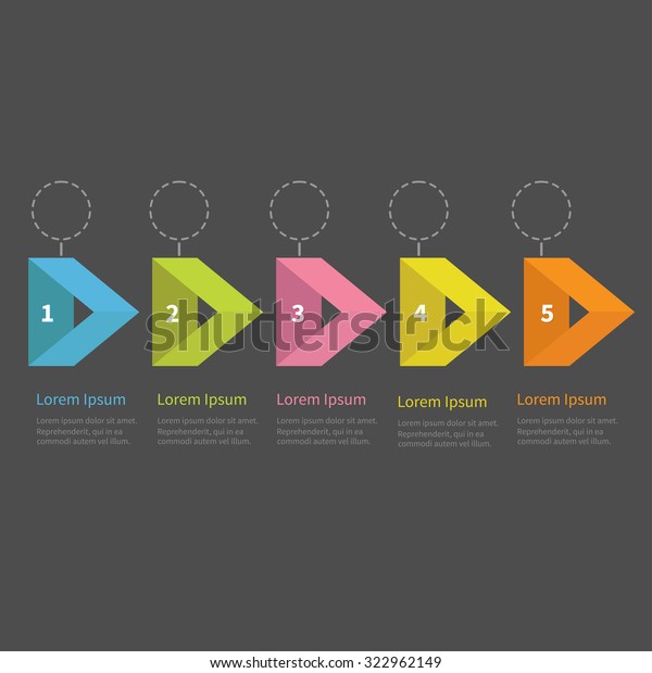 Infographic Five Step Ribbon Arrow Dashed Stock Illustration 322962149 ...