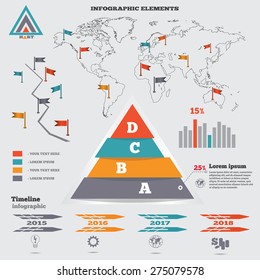 Infographics Elements Pyramid Chart Map Timeline Stock Illustration ...