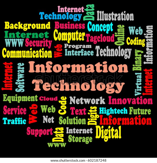 Information Technology Word Cloud Background Stock Illustration ...