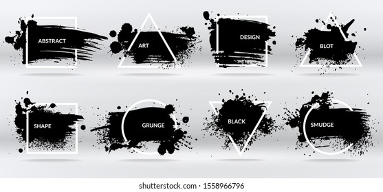 Ink Blots Abstract Shapes Frames Black Stock Illustration 1558966796 ...