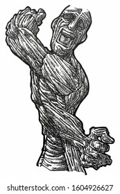 Ink Drawing Hatch Work Contorted Detailed: ภาพประกอบสต็อก 1604926627 ...