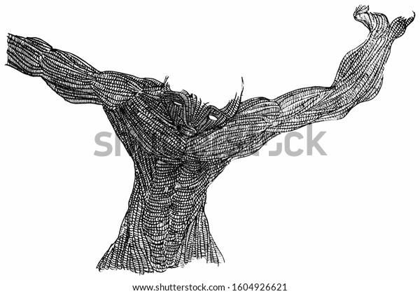 Ink Drawing Hatch Work Contorted Detailed Stock Illustration 1604926621 ...