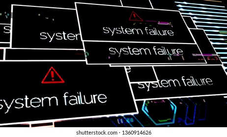 Inscriptions System Failure Appear On Computer Stock Illustration ...