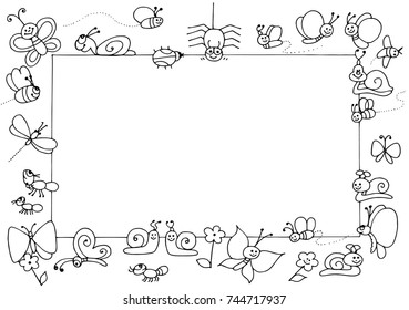Insects Frame Border Background: ilustración de stock 744717937 ...