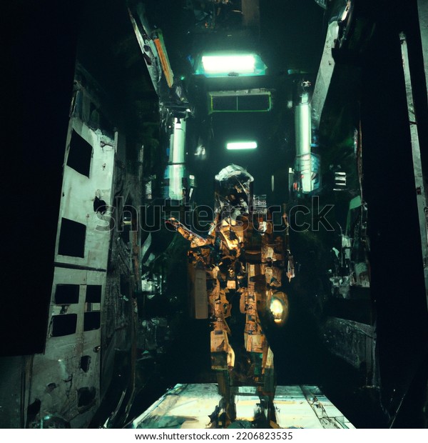 Inside Cargo Loader Mech Digital Illustration Stock Illustration ...