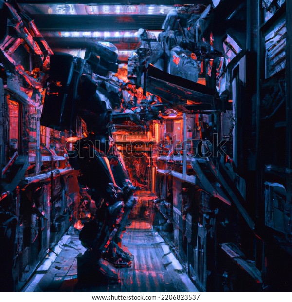 Inside Cargo Loader Mech Digital Illustration Stock Illustration ...