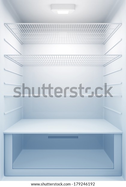 Inside View Empty Modern Fridge Blue Stock Illustration 179246192