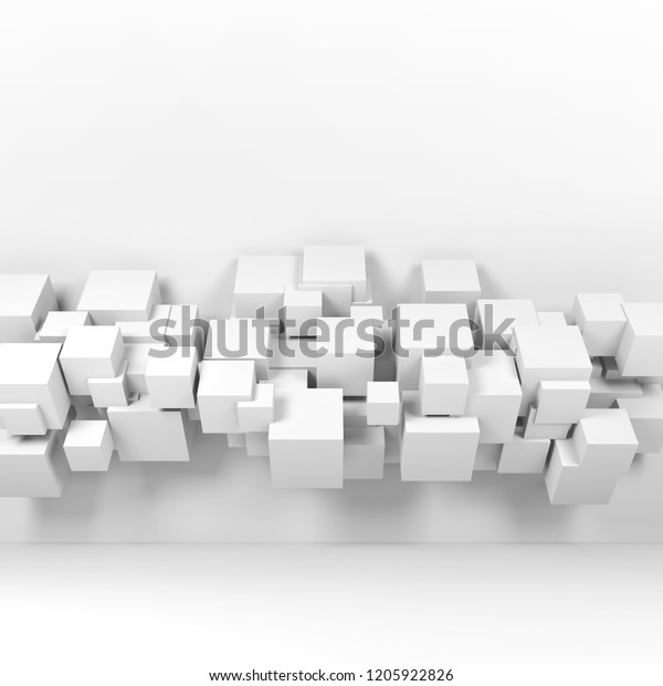 Installation Random Cubes Structure Empty Room Stock Illustration ...