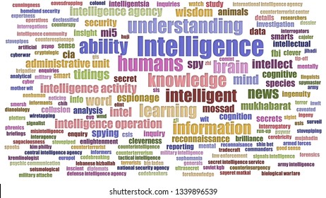 Intelligence Wordcloud Aligned Isolated On White Stock Illustration ...