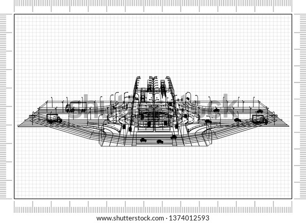 Interchange Architect Blueprint 3d Rendering Stock Illustration ...