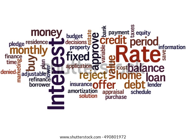 Interest Rate Word Cloud Concept On: ilustración de stock 490801972 ...