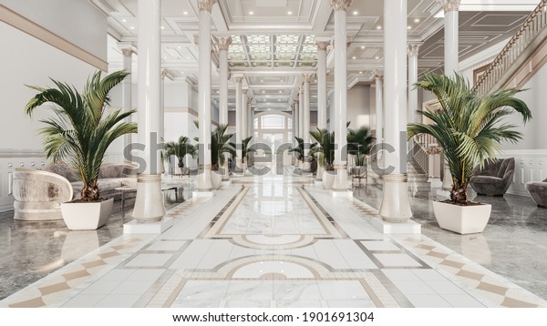 Interior Classic Hall Columns Stock Illustration 1901691304 | Shutterstock