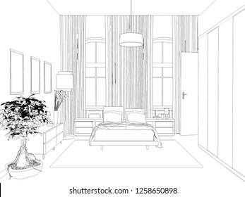 Interior Contour Visualization 3d Illustration Sketch Stock ...