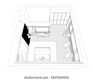 Interior Contour Visualization 3d Illustration Sketch Stock ...