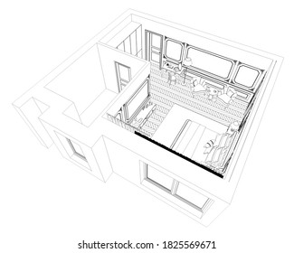Interior Contour Visualization 3d Illustration Sketch Stock ...