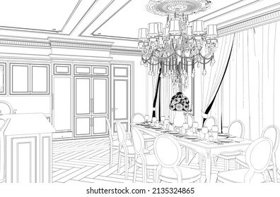 Interior Contour Visualization 3d Illustration Sketch Stock ...