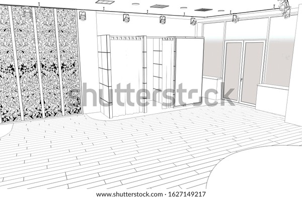 Interior Contour Visualization 3d Illustration Sketch Stock ...