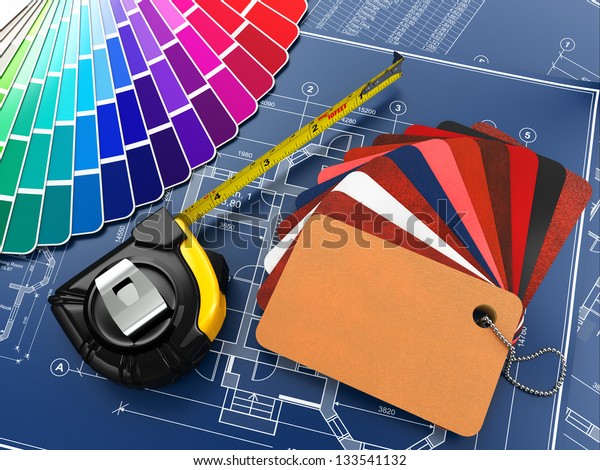 Interior Design Architectural Materials Measuring Tools Stock ...