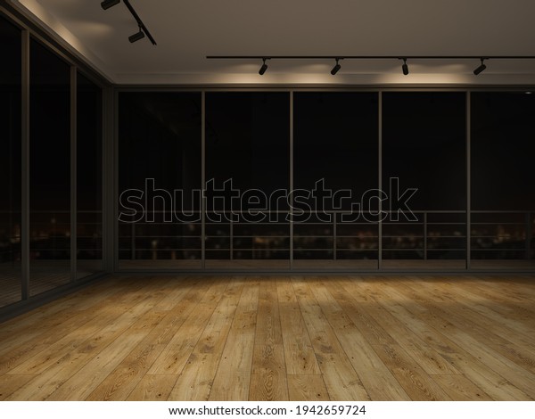Interior Empty Room Night View 3d Stock Illustration 1942659724 ...