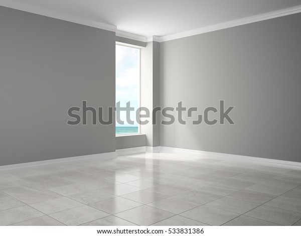 Interior Empty Room Sea View 3d: ภาพประกอบสต็อก 533831386 | Shutterstock
