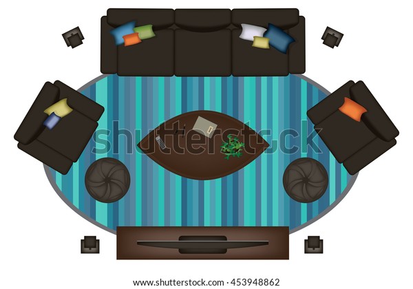 Interior Icons Top View Sofa Armchair Stock Illustration 453948862