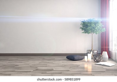 Interior Large Window 3d Illustration Stock Illustration 589851899 ...