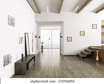 Interior Modern Hall 3d Render: ภาพประกอบสต็อก 174704294 | Shutterstock