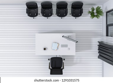 Interior Office Desktop Computer Top View Stock Illustration 1291031575
