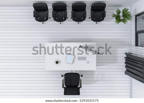 Interior Office Desktop Computer Top View Stock Illustration 1291031575