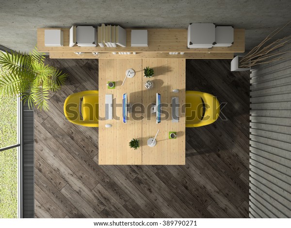 Interior Office Two Table Top View Stock Illustration 389790271 ...