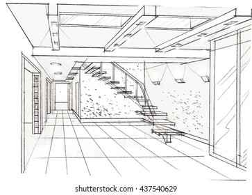 Interior Sketch Design Corridor Stock Illustration 437540629 | Shutterstock