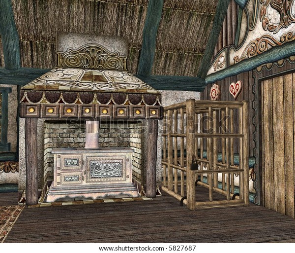 Interior Tiny Fairytale Cottage Stock Illustration 5827687