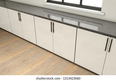 Interior Very Clean Empty Kitchen Row Stock Illustration 1313423060 ...