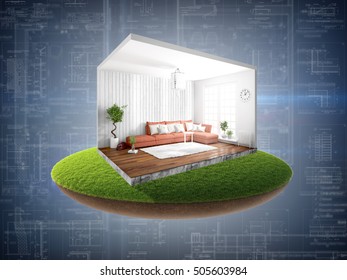 Interior Without Walls 3d Rendering Stock Illustration 505603984 ...