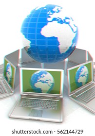 Internet Global Network Computers Around Globe Stock Illustration ...