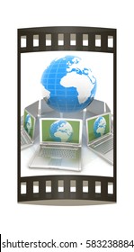 Internet Global Network Computers Around Globe Stock Illustration ...