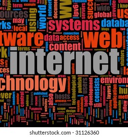 Internet Technology Tag Cloud Creative Background Stock Illustration ...