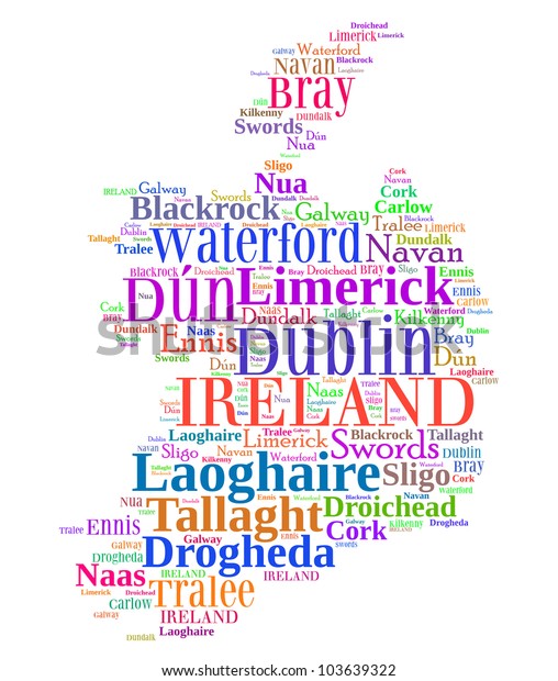 Ireland Map Words Cloud Larger Cities Stock Illustration 103639322
